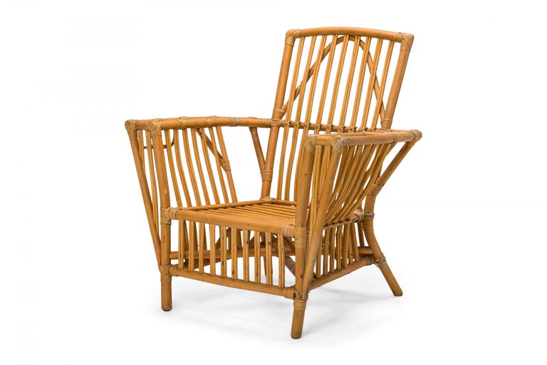 Rustic Light Split Reed and Rattan Lounge Armchairs For Sale at 1stDibs