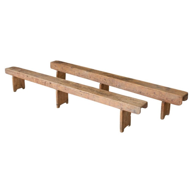 Rustic Long French Wood Bench For Sale at 1stDibs