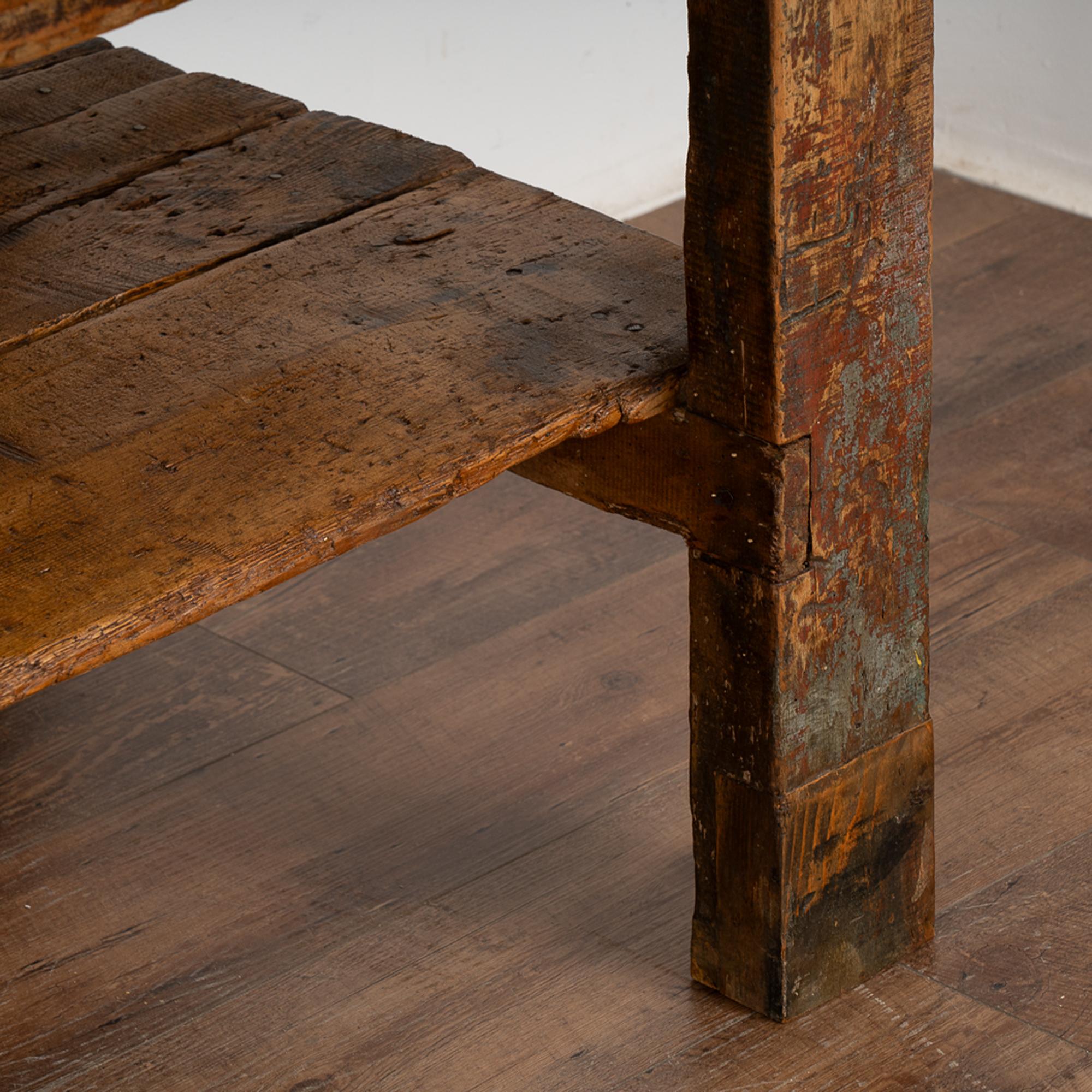 Rustic Long Work Table With 2 Drawers and Shelf, Kitchen Island Hungary ...