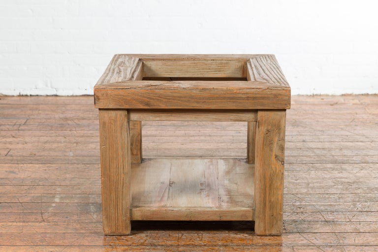 Rustic Mexican Vintage Natural Wood Coffee Table Base with Lower Shelf ...