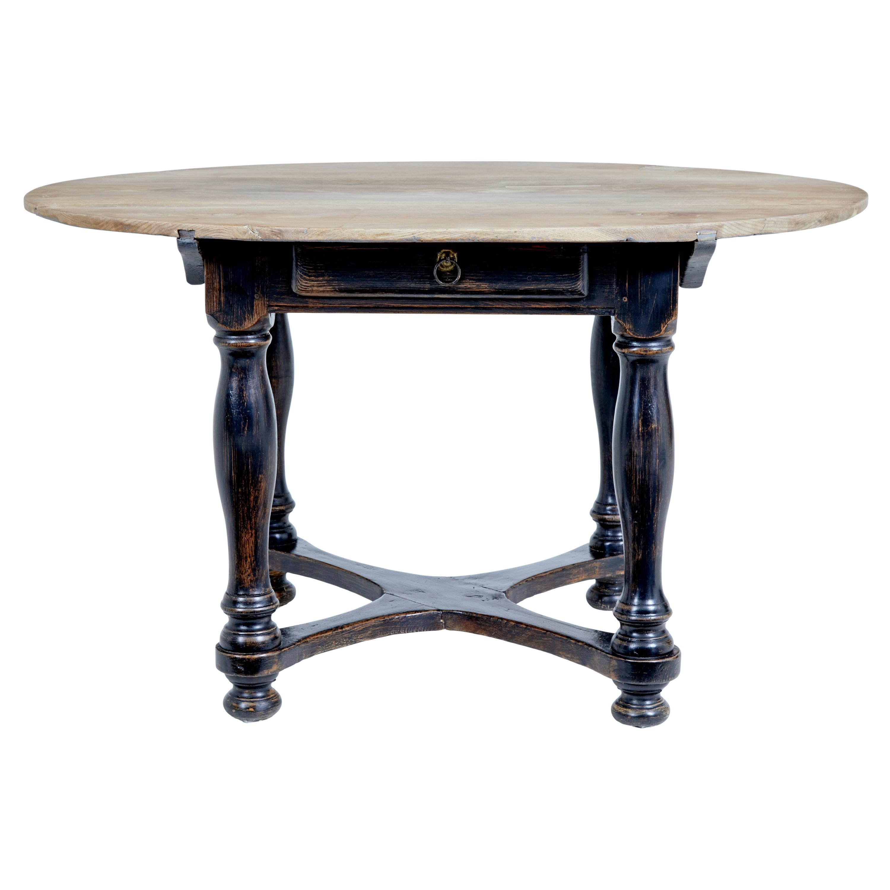 19th Century Oak Metal-Top Refectory Dining Table at 1stDibs