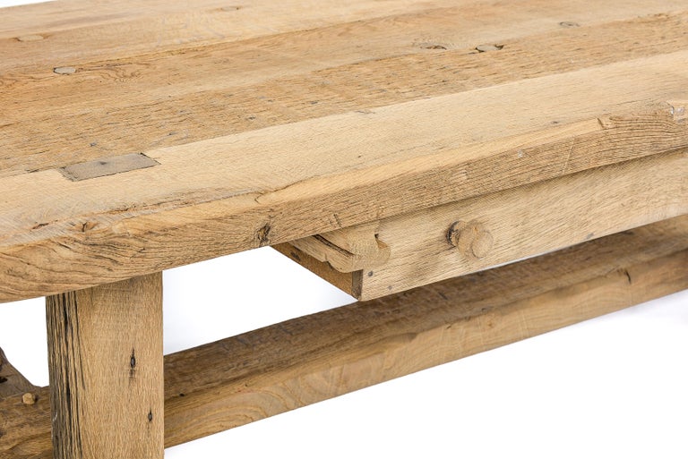 Rustic Mid 20h Century Solid Weathered Oak Coffee Table with Drawer at ...
