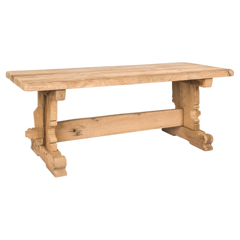 Rustic Mid-20th Century Dutch Solid Weathered Oak Farm Table For Sale ...