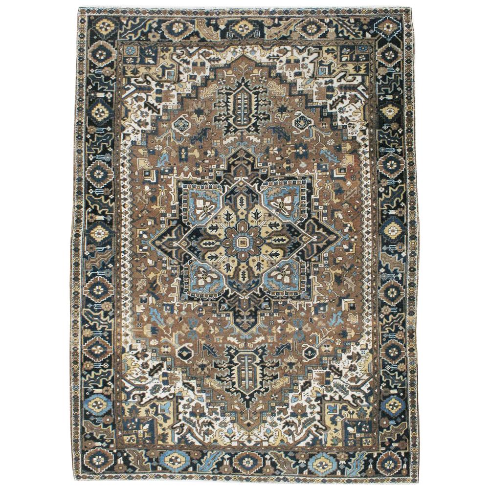 Persian Heriz Charcoal Brown Navy Room Size Early 20th Century ...