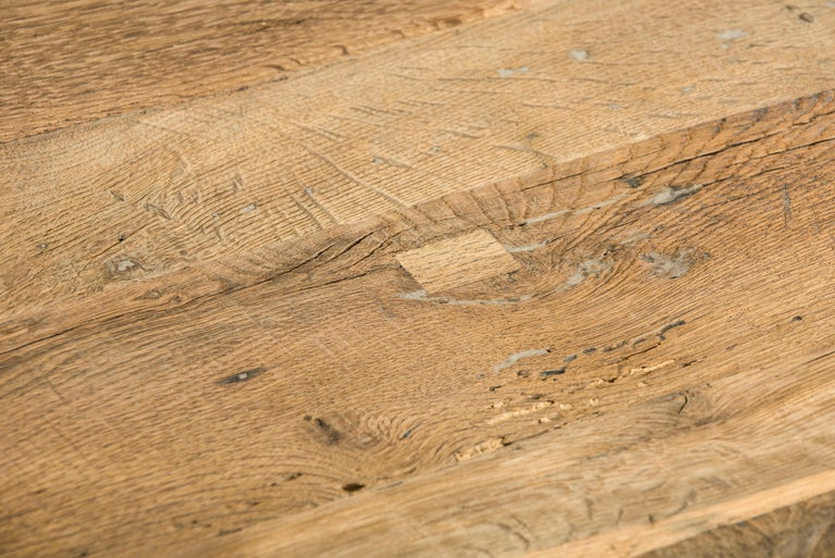 Rustic Mid-Century Solid Weathered Oak Coffee Table with Two Drawers ...