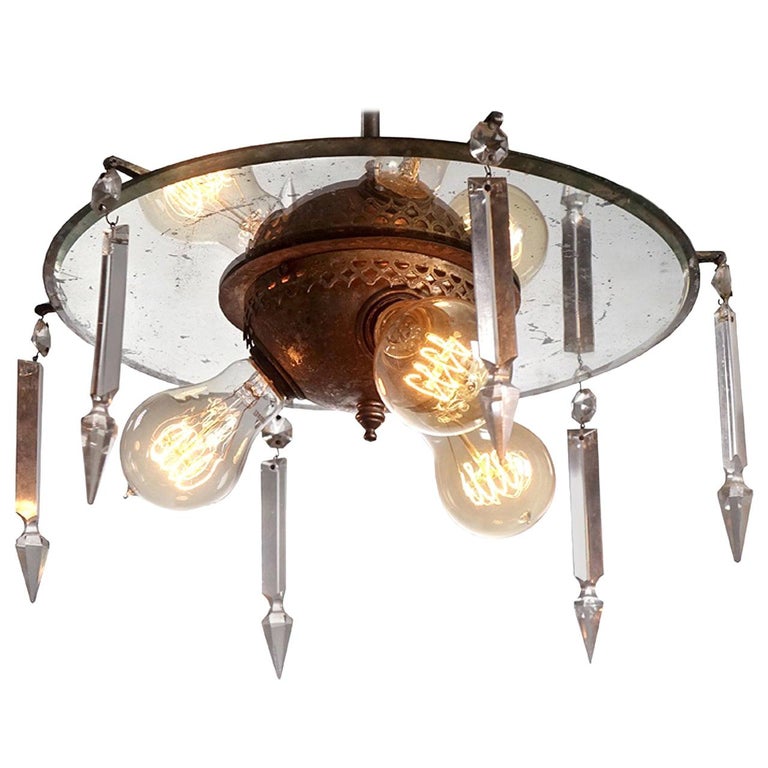 Rustic Mirror Disc Pendant For Sale at 1stDibs