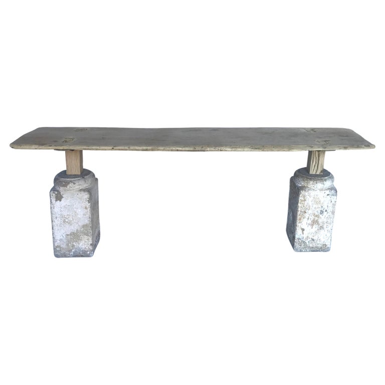 Rustic Modern Console Table of Stone and Wood at 1stDibs