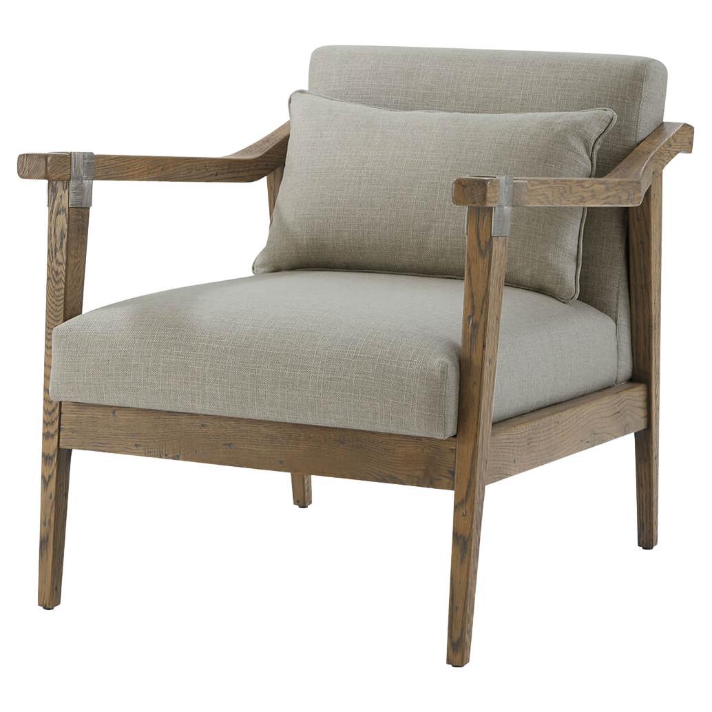 Country English Oak Rustic High Back Armchair, 1900s For Sale at 1stDibs