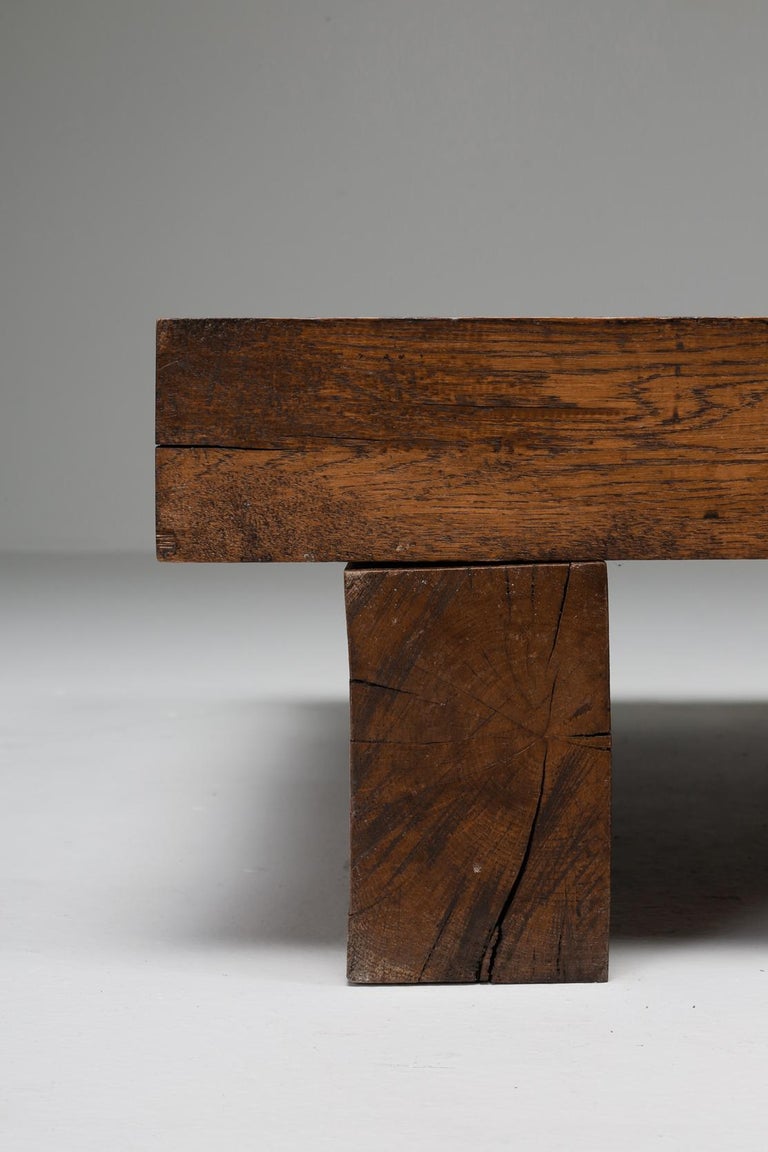 Rustic Modern Rectangular Coffee Table in Solid Oak at 1stDibs