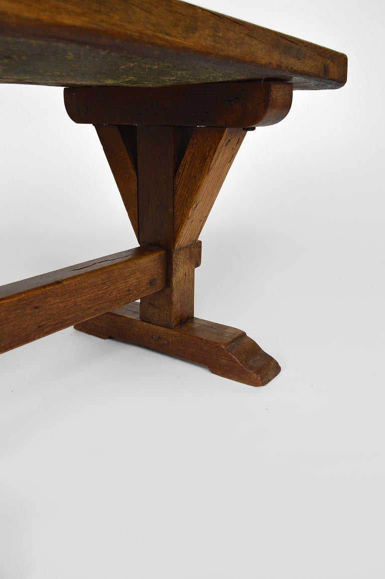 Rustic Monastery Coffee Table / Brutalist Farm Bench, Oak, France, 19th ...