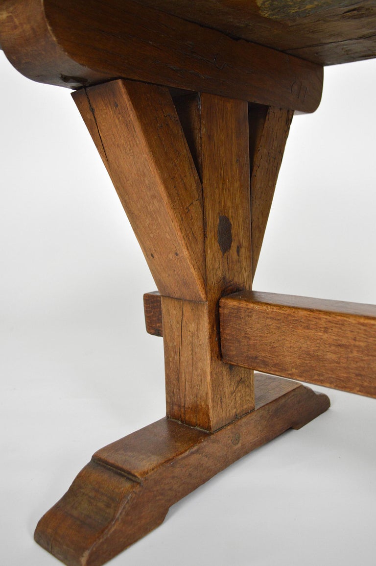 Rustic Monastery Coffee Table / Brutalist Farm Bench, Oak, France, 19th ...
