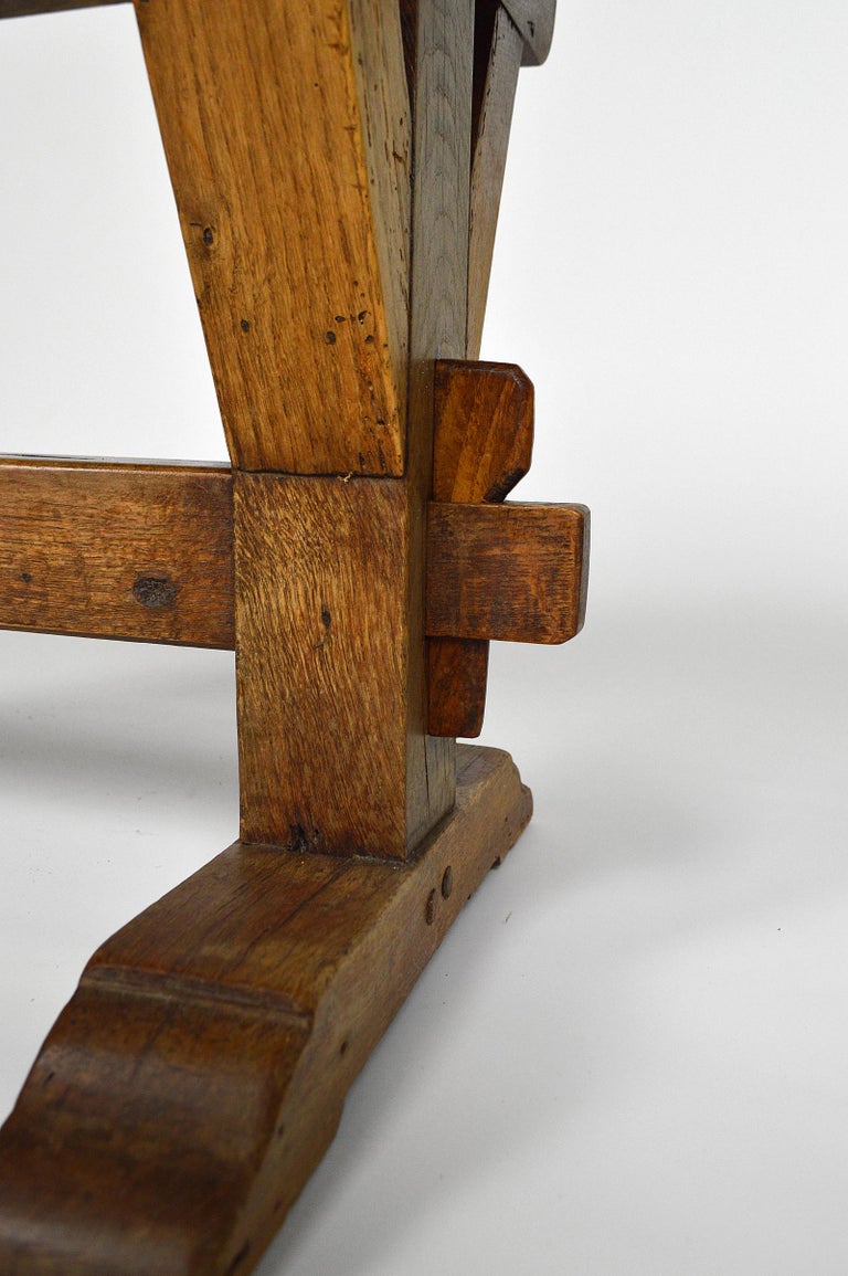Rustic Monastery Coffee Table / Brutalist Farm Bench, Oak, France, 19th ...