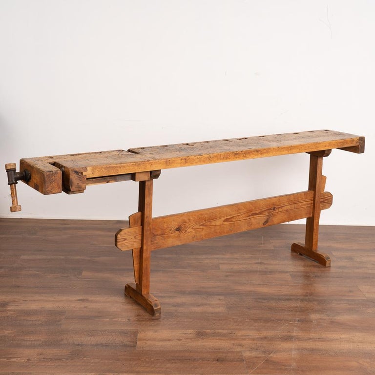 Rustic Narrow Carpenter's Workbench Console Table, Denmark circa 1890's ...
