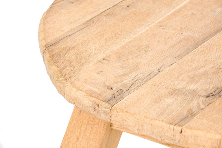 Rustic Natural Cleaned Solid Oak Round Coffee Table or Low Table For ...