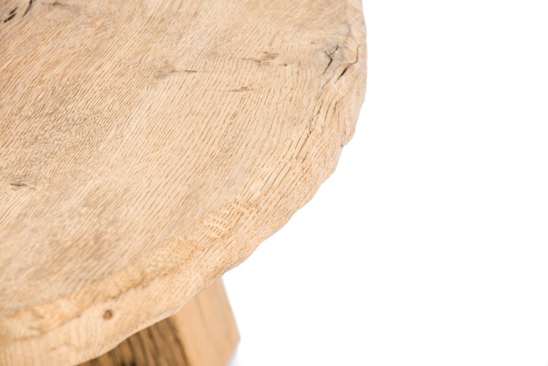 Rustic Natural Cleaned Solid Oak Round Coffee Table or Low Table For ...