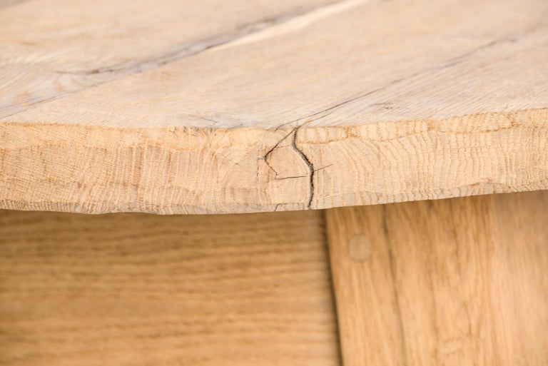 Rustic Natural Cleaned Solid Oak Round Coffee Table or Low Table For ...