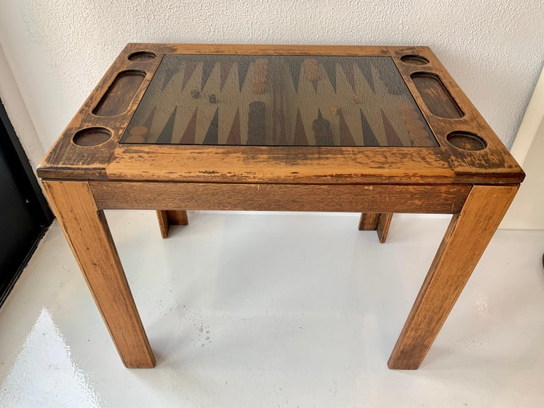 Rustic Oak and Suede Backgammon Table at 1stDibs | backgammon tables ...