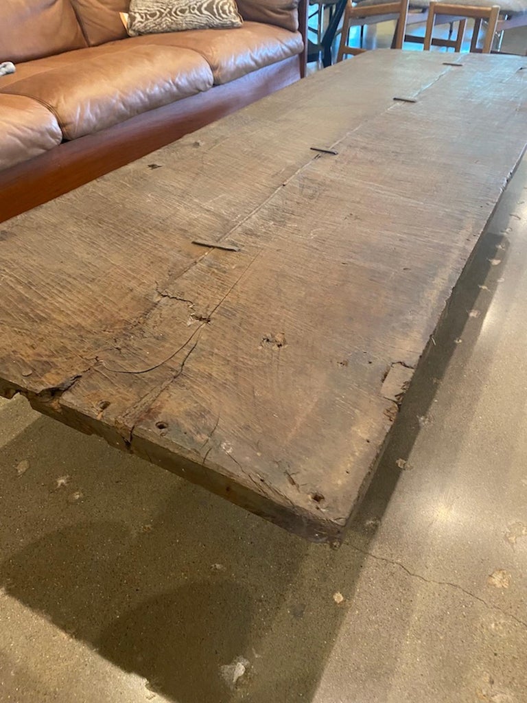 Rustic Oak Cocktail Table with Cork Bases, Belgium at 1stDibs