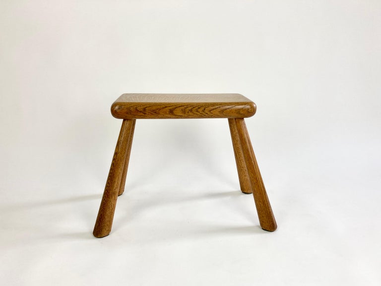 Rustic oak stool / side table, Netherlands 1960s For Sale at 1stDibs