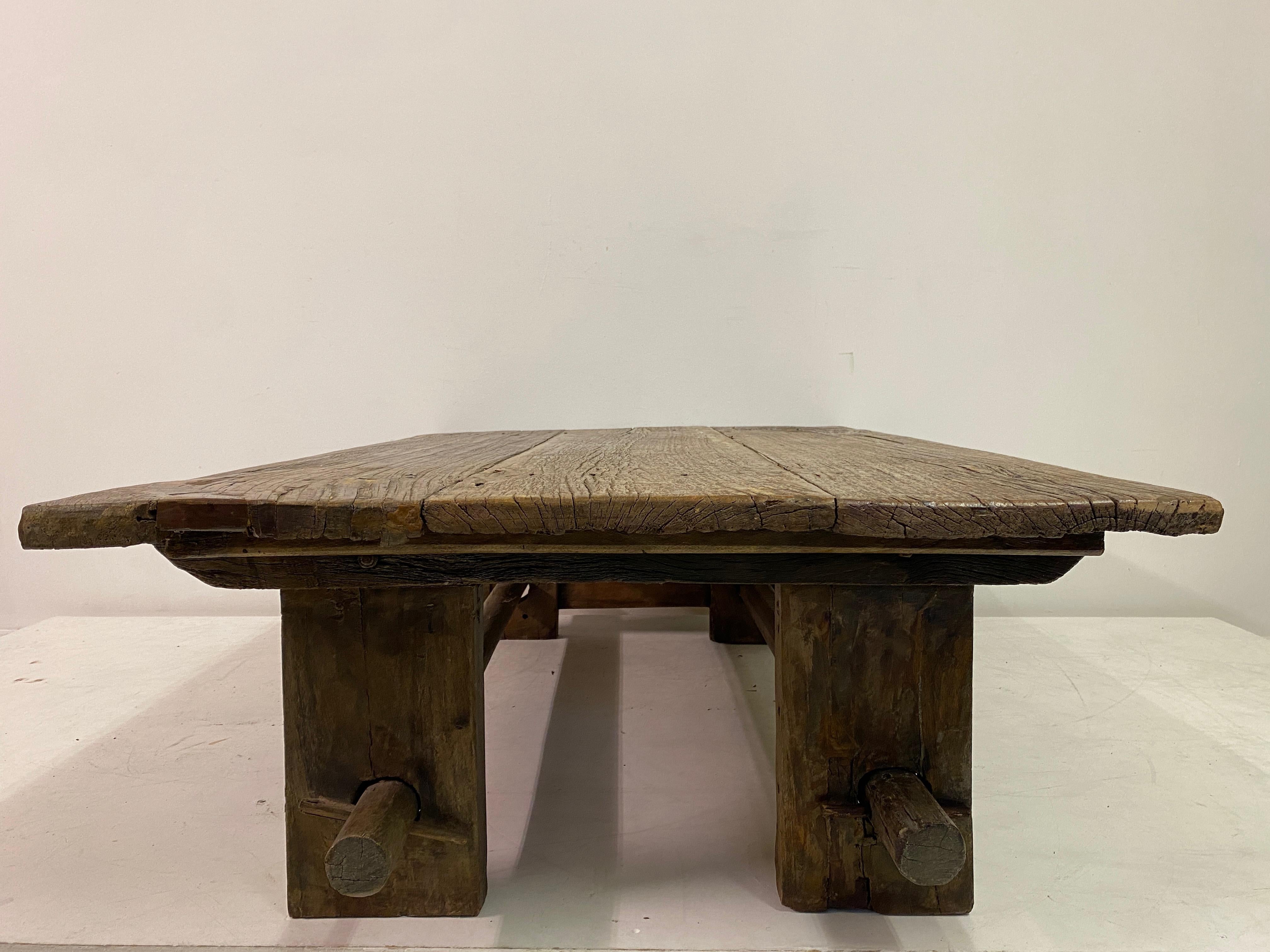 Rustic Oak Wabi Sabi Coffee Table For Sale at 1stDibs