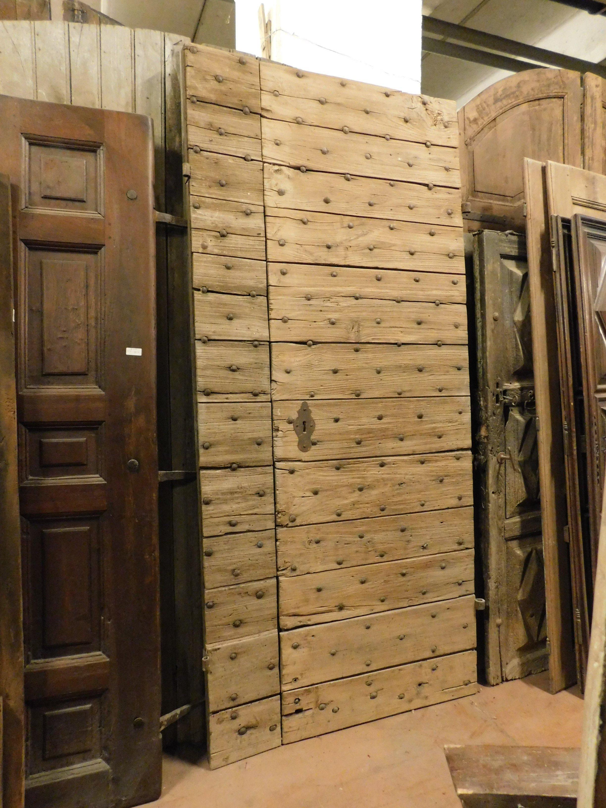 Rustic Old Entrance Door with Nails, 18th Century Italy at 1stDibs
