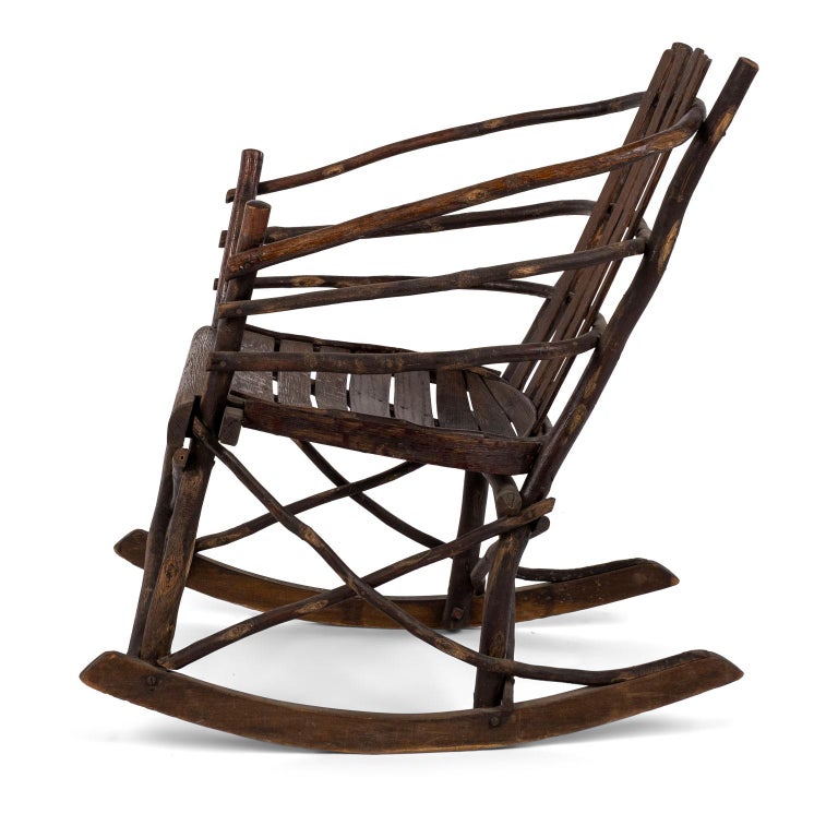 Rustic Old Hickory Rocking Chair at 1stDibs