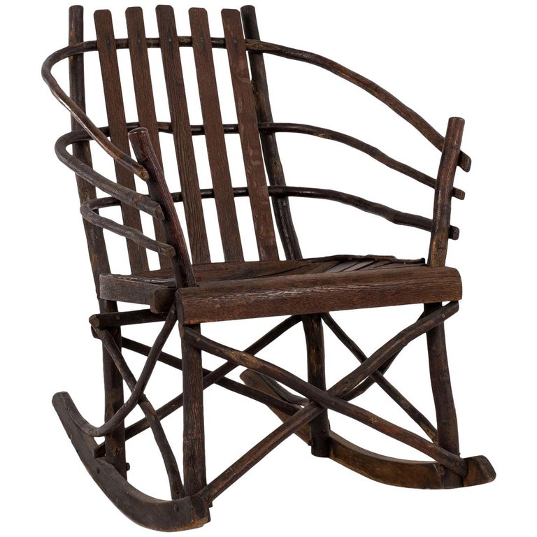 Rustic Old Hickory Rocking Chair at 1stDibs