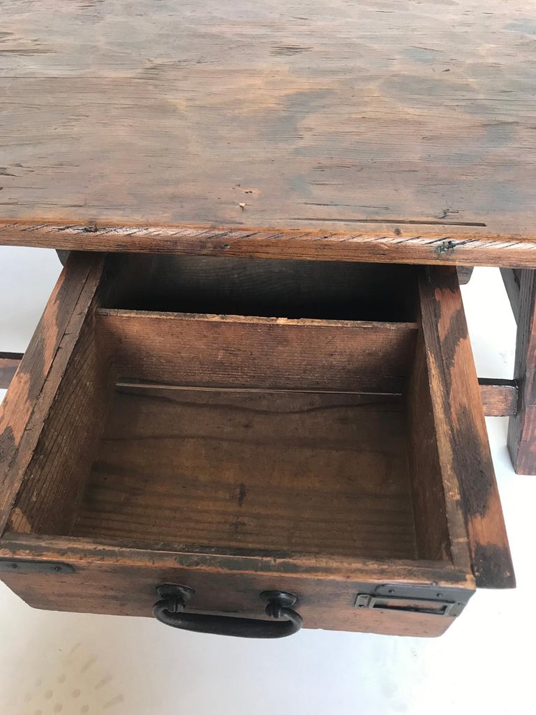 Rustic One Wide Board Coffee Table with Drawer at 1stDibs