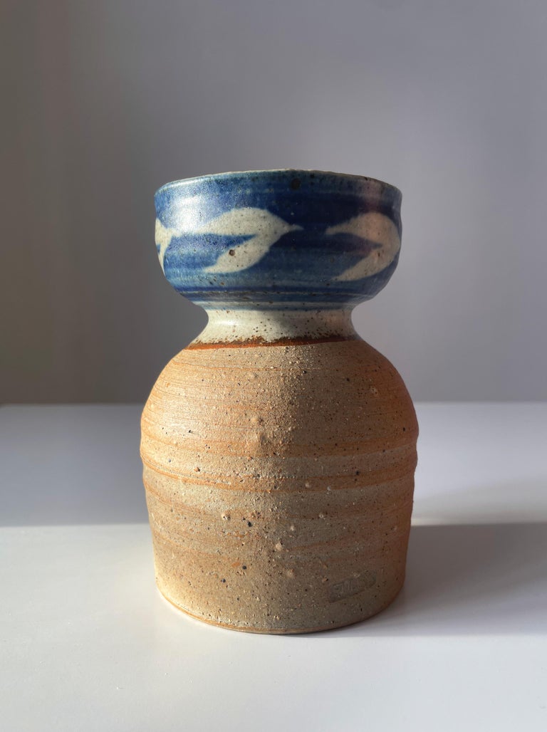 Rustic Organic Modern Blue Decor Ceramic Handmade Danish Vase, 1970s ...