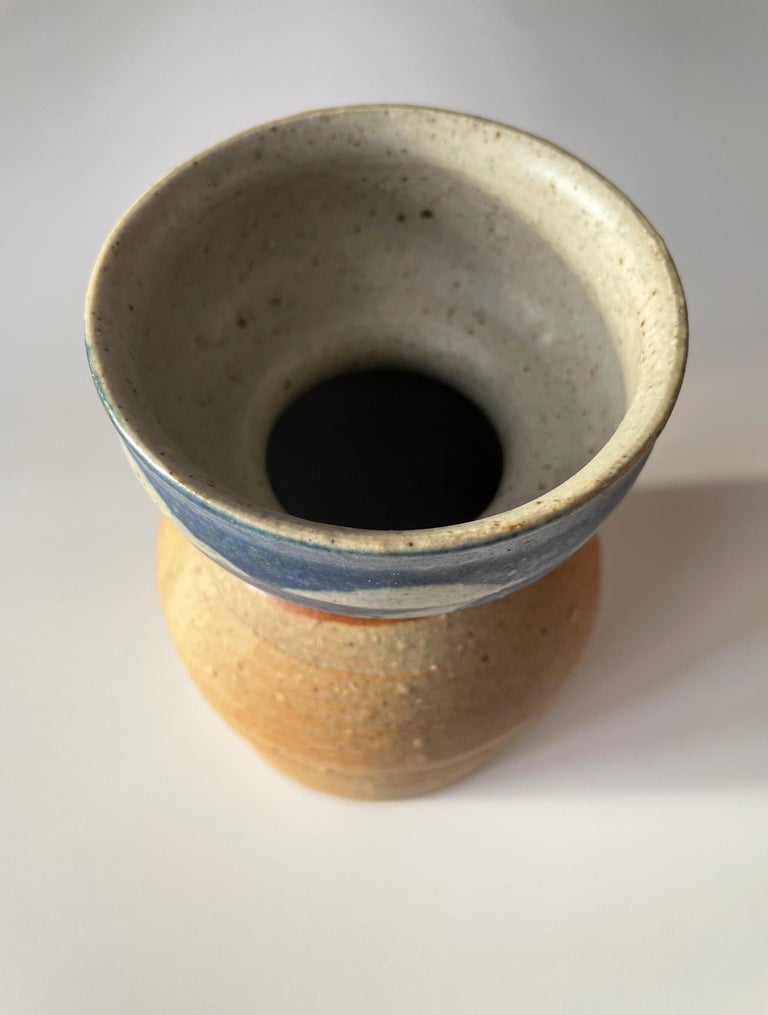 Rustic Organic Modern Blue Decor Ceramic Handmade Danish Vase, 1970s ...