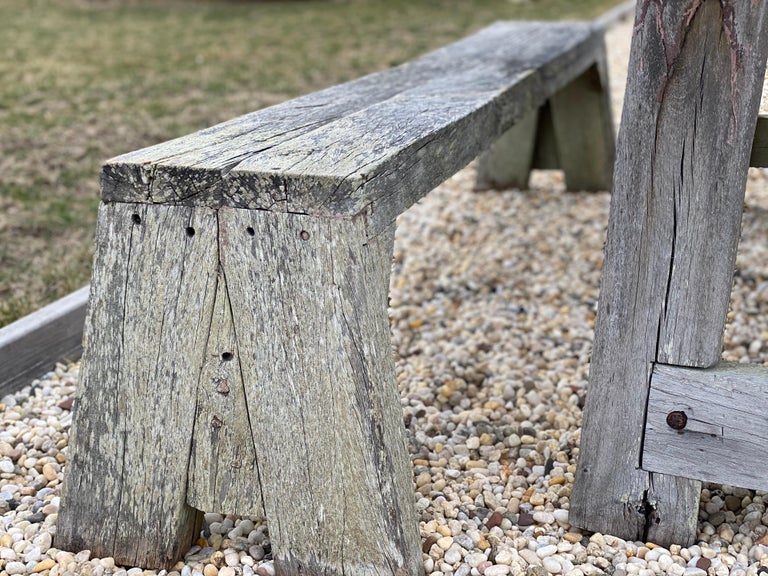 Rustic Outdoor Timber Farm Table and Benches For Sale at 1stDibs