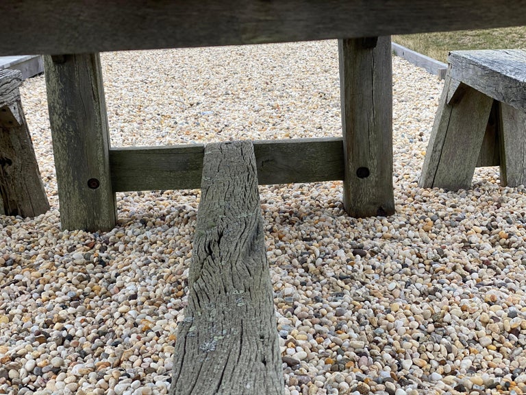 Rustic Outdoor Timber Farm Table and Benches For Sale at 1stDibs