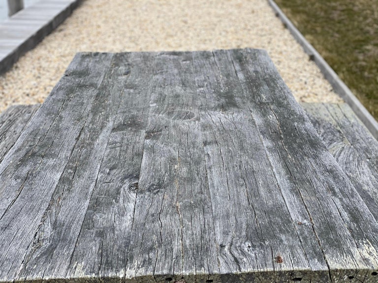 Rustic Outdoor Timber Farm Table and Benches For Sale at 1stDibs