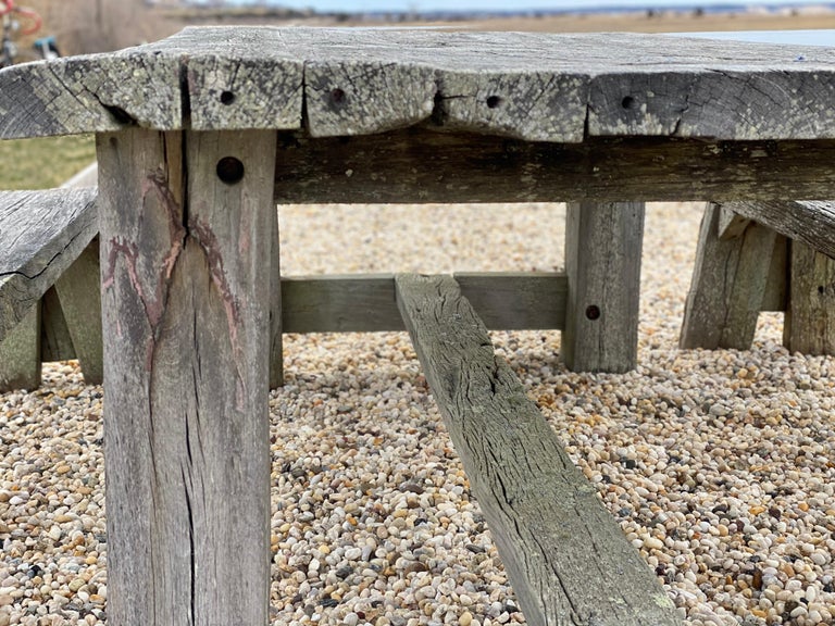 Rustic Outdoor Timber Farm Table and Benches For Sale at 1stDibs