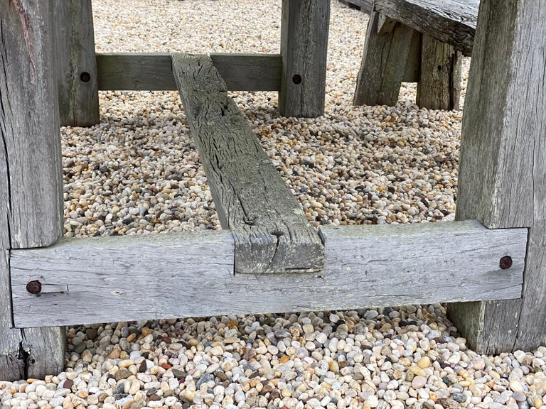 Rustic Outdoor Timber Farm Table and Benches For Sale at 1stDibs