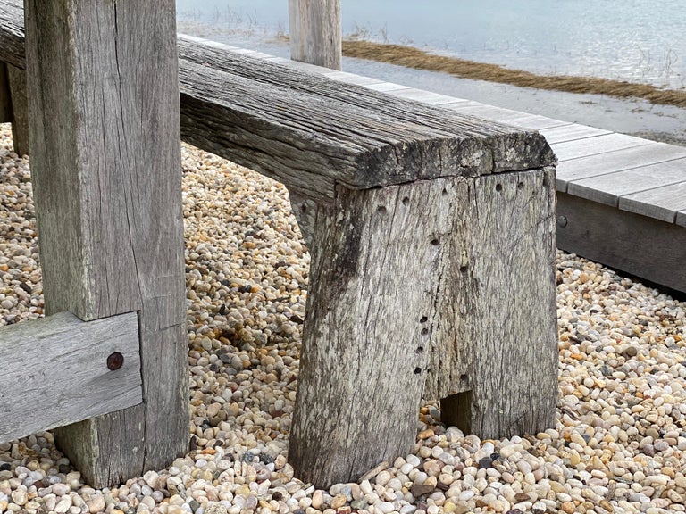 Rustic Outdoor Timber Farm Table and Benches For Sale at 1stDibs