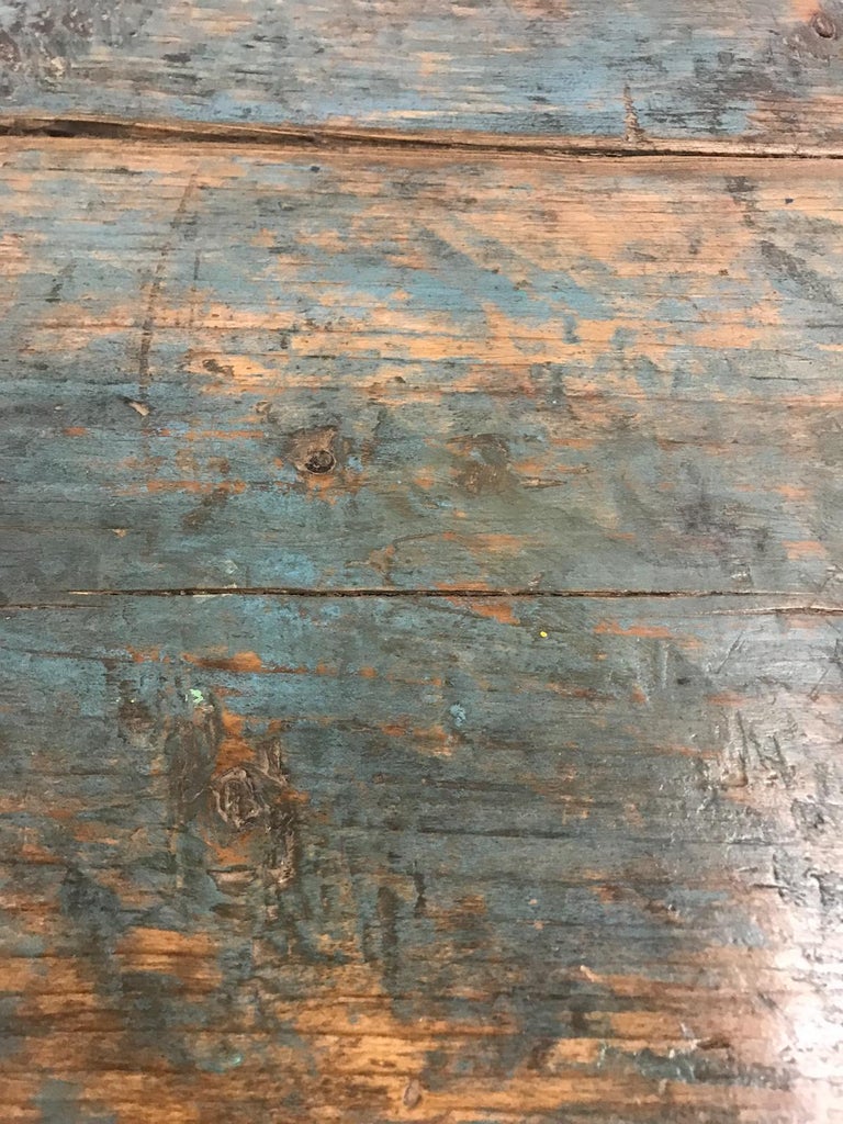 Rustic Painted Antique Farm Table For Sale at 1stDibs