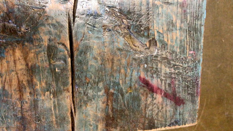 Rustic Painted Antique Farm Table For Sale at 1stDibs