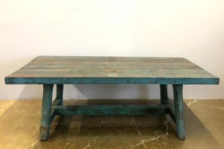 Rustic Painted Antique Farm Table For Sale at 1stDibs