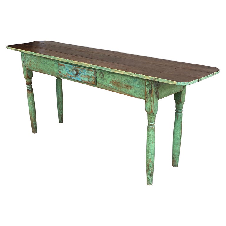 Rustic Painted Narrow Console Table at 1stDibs