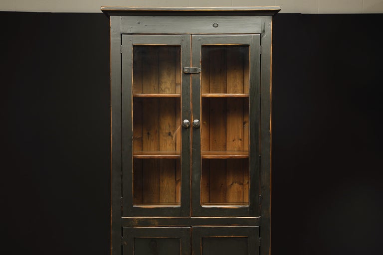 Rustic Painted Pine Cupboard Cabinet For Sale at 1stDibs