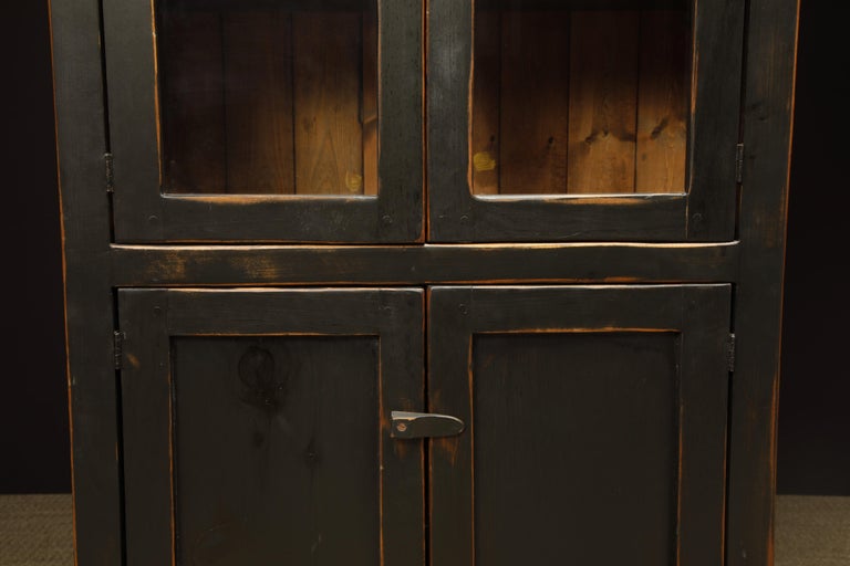 Rustic Painted Pine Cupboard Cabinet For Sale at 1stDibs