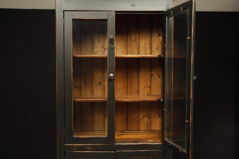 Rustic Painted Pine Cupboard Cabinet For Sale at 1stDibs