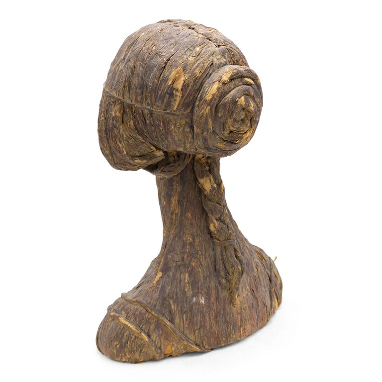 Rustic Papier-Mache Female Bust For Sale at 1stDibs
