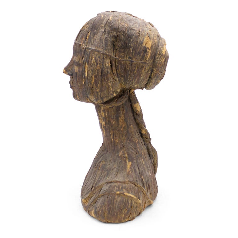 Rustic Papier-Mache Female Bust For Sale at 1stDibs