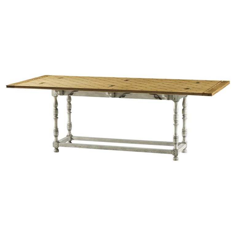 Rustic Parquetry Hunt Dining Table For Sale at 1stDibs
