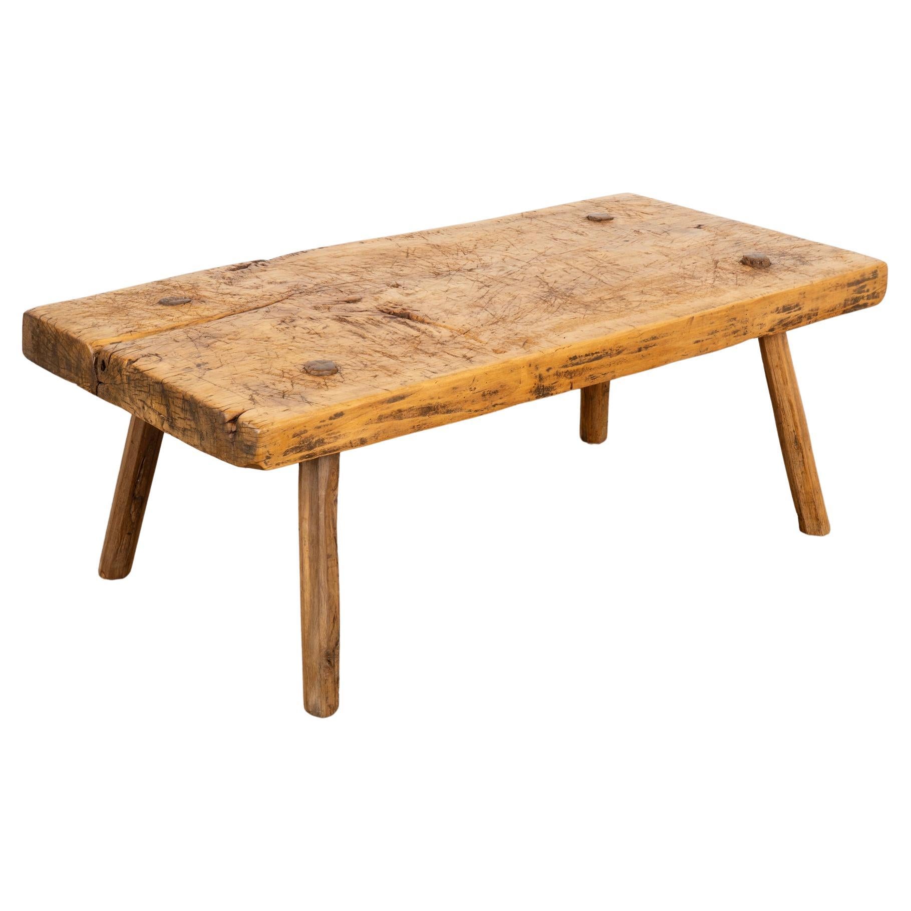 Rustic Peg Leg Coffee Table from Old Work Table circa 1890 Hungary For ...