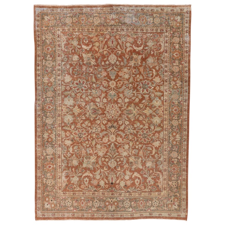 Rustic Persian Mahal Rug, Terra Cotta Field, All-Over Field at 1stDibs
