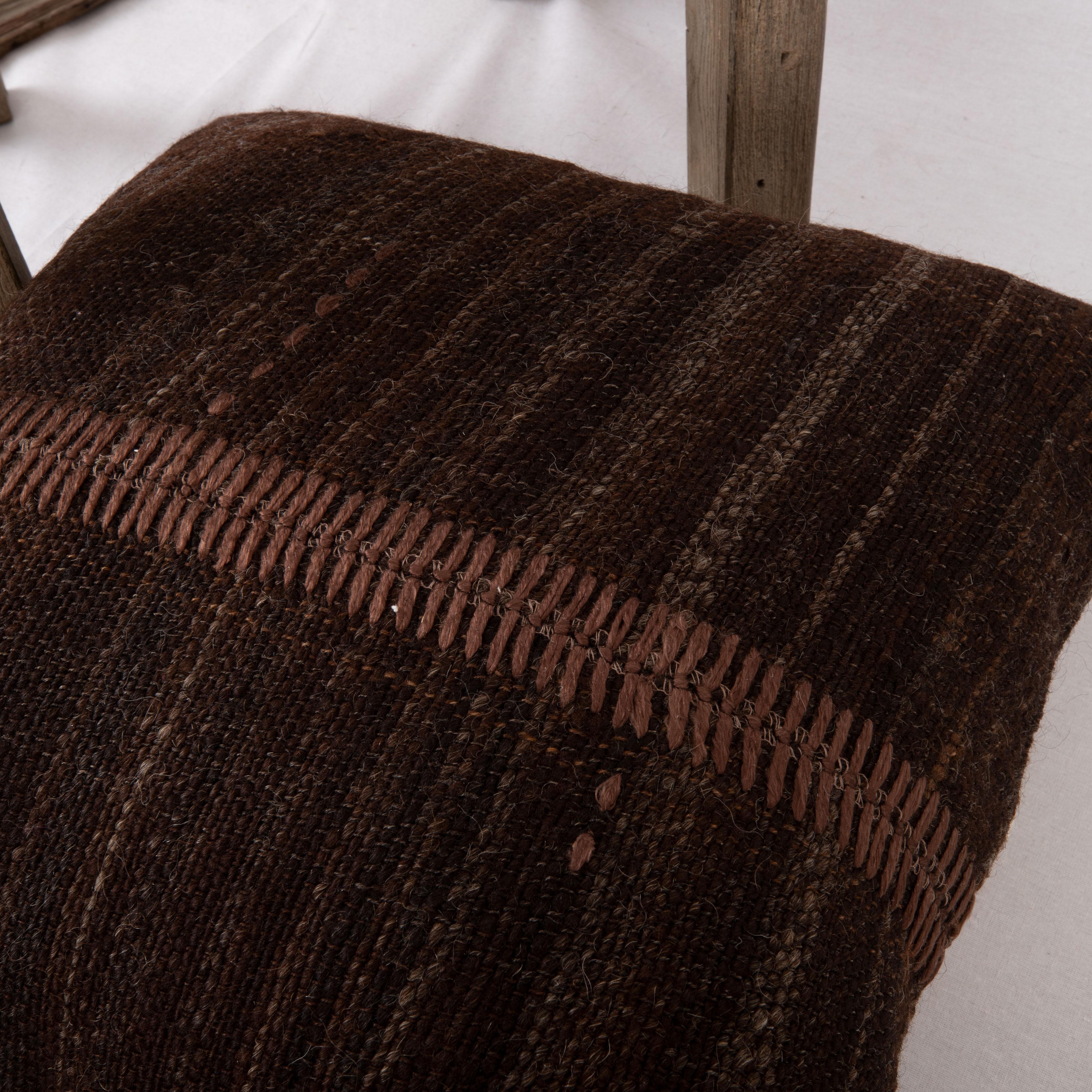 Rustic Pillow Case Made from a Vintage Un-Dyed Wool Coverlet, Mid 20th ...
