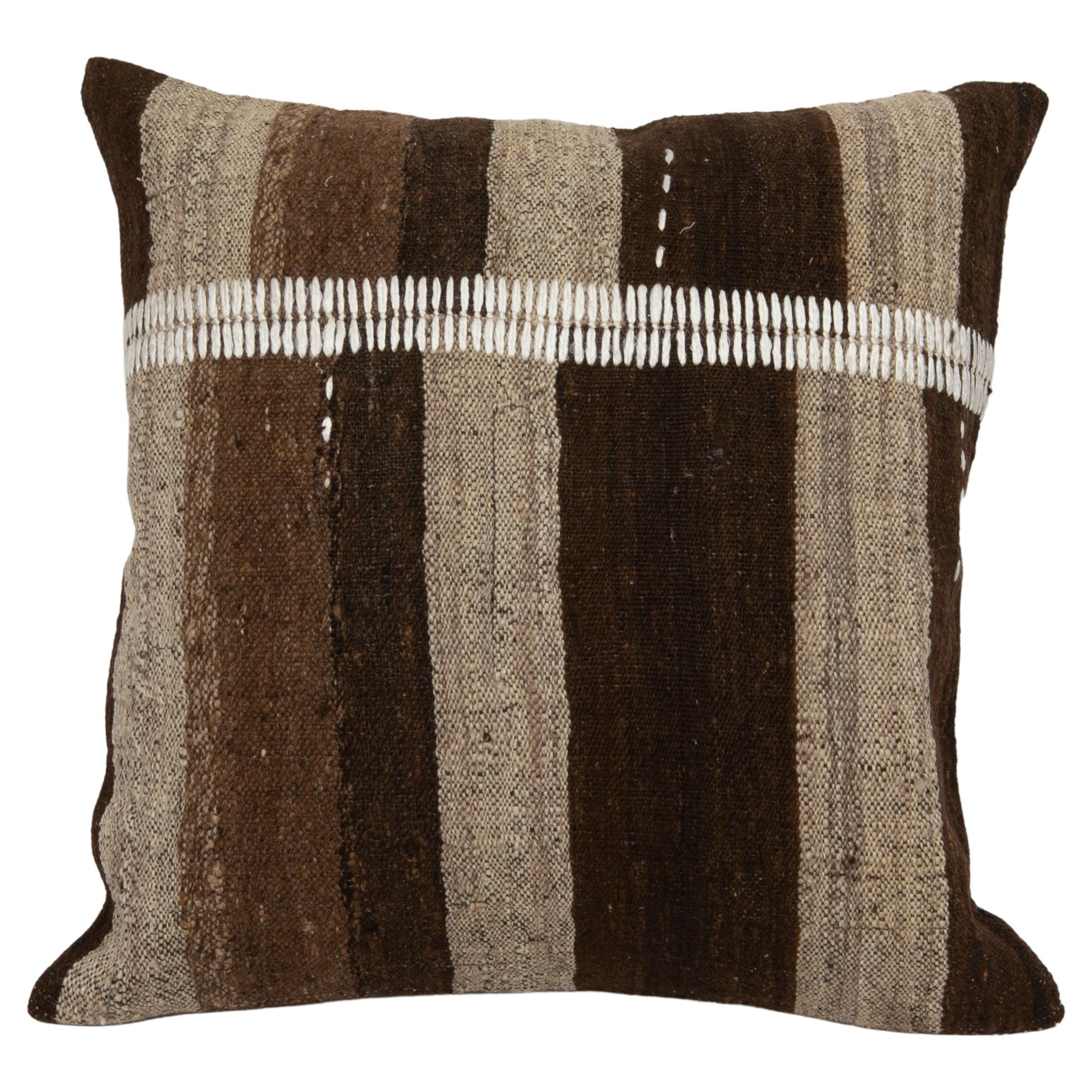 Rustic Pillow Case Made from a Vintage Un-Dyed Wool Coverlet, Mid 20th ...